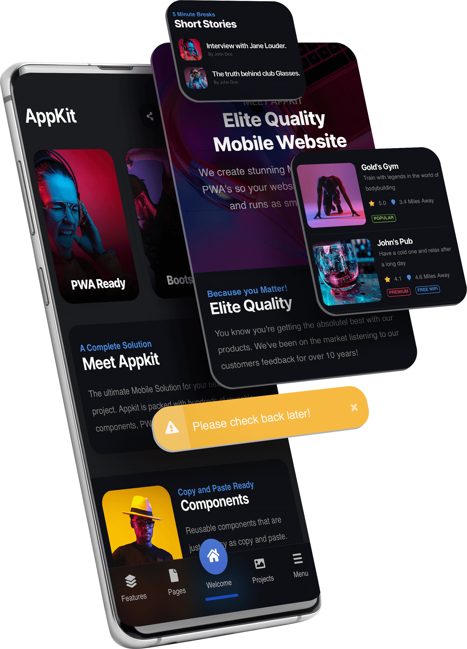 AppKit Mobile - Bootstrap Based Mobile Kit & PWA | Enabled